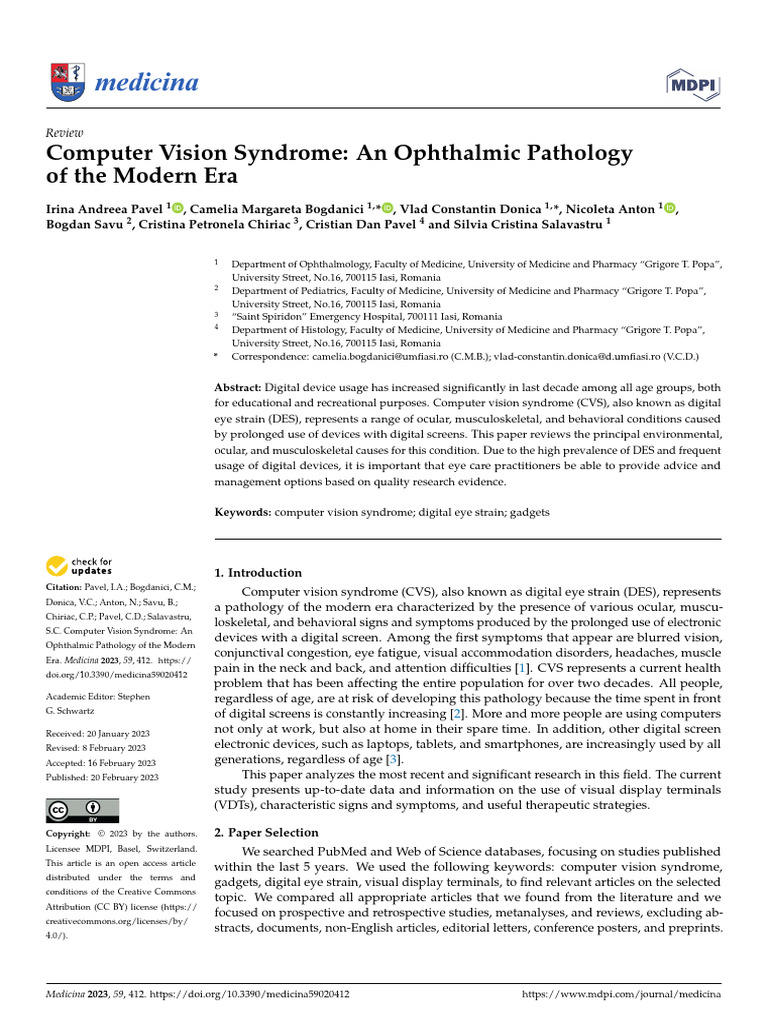 Computer Vision Syndrome An Ophthalmic Pathology | PDF | Virtual ...