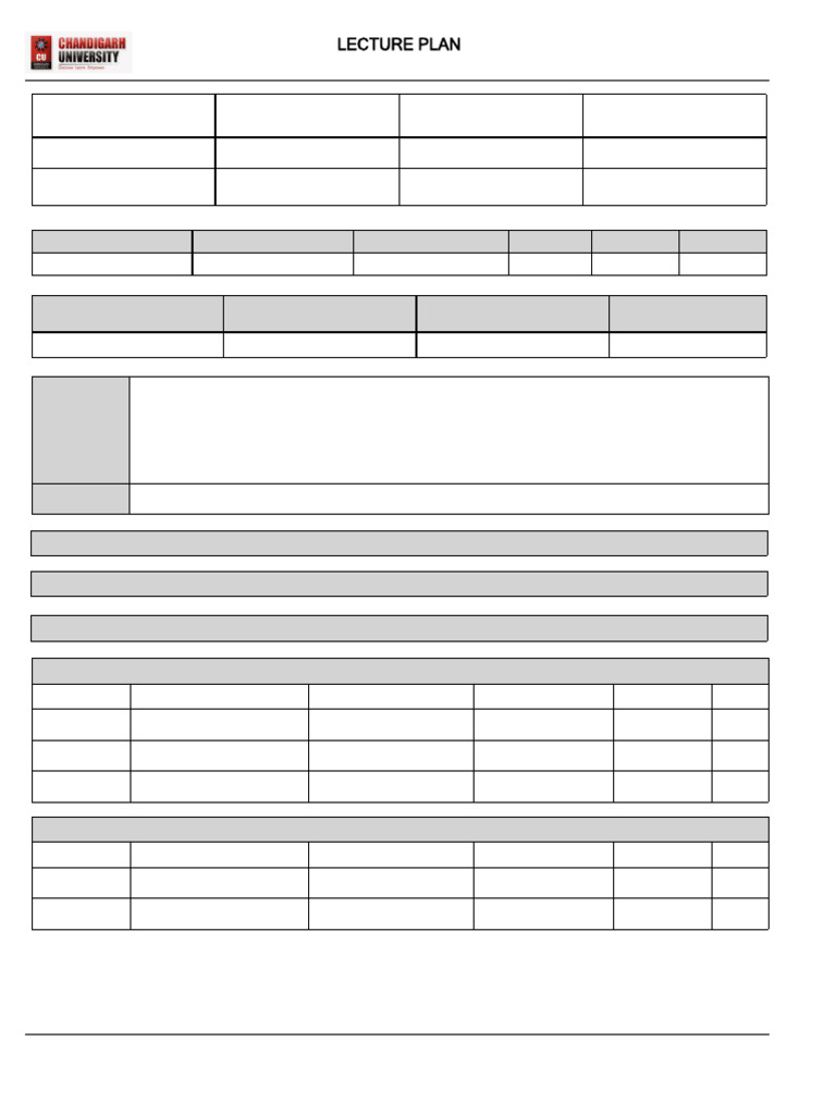 LecturePlan MC306 24CAT-611 | PDF