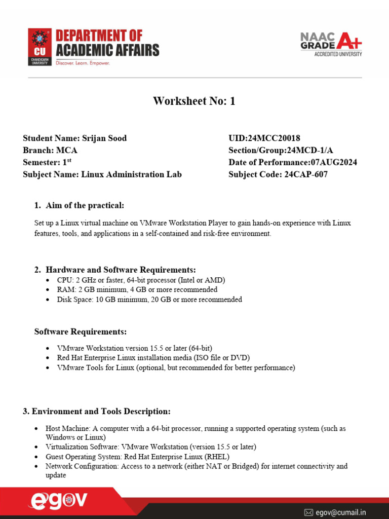 Linux Worksheet 1 | PDF