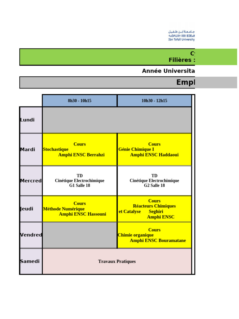 Emploi Du Temps S1 S3 S5 TEE 2024 2025 VH 27 09 2 | PDF