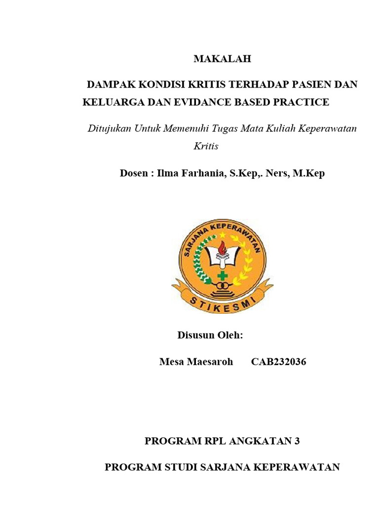 Mesa Maesaroh CAB232036 Tugas Individu1 Kep Kritis | PDF