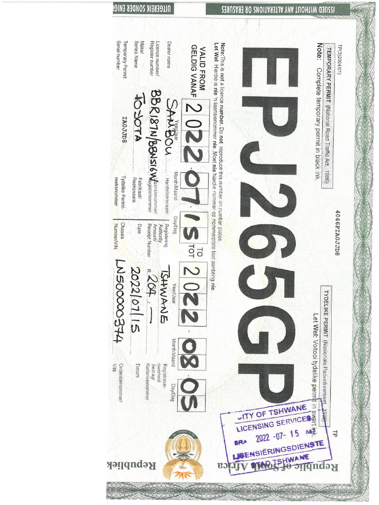 21 Days Temporary Permit | PDF