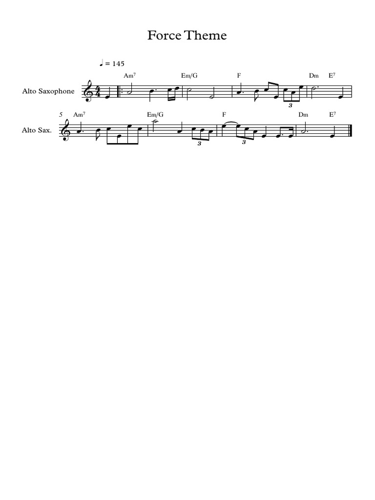 Force Theme Alto Sax | PDF