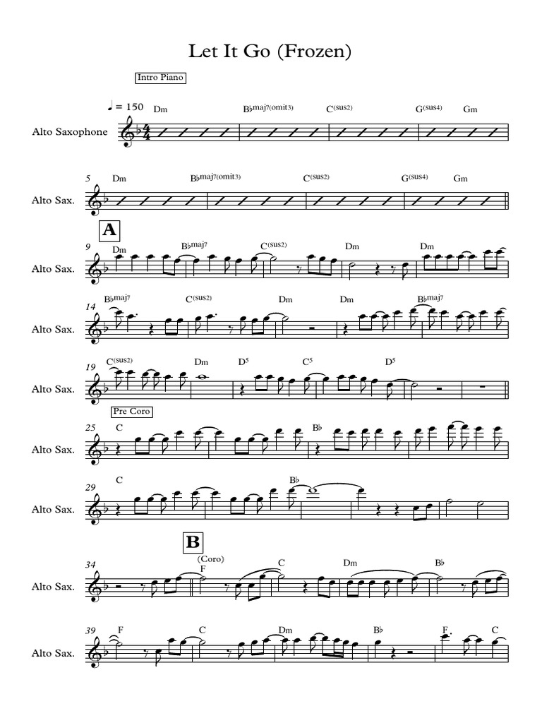 Leit It Go (Frozen) - Alto Sax | PDF