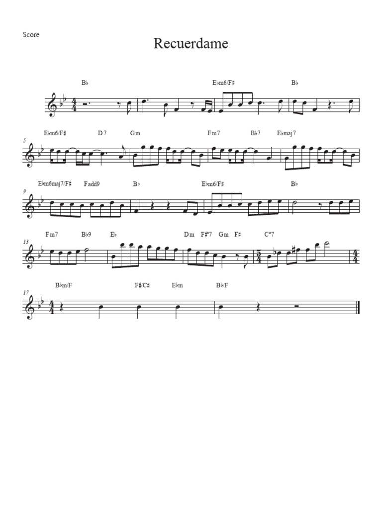 Recuerdame Coco Sax - Score | PDF