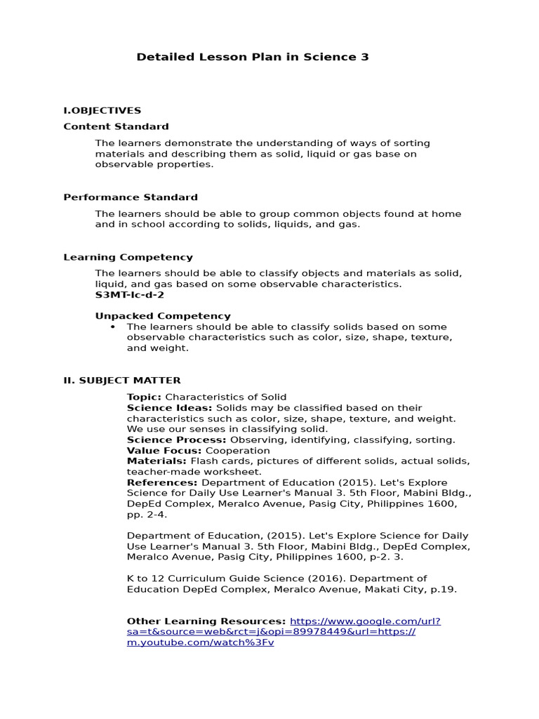 Detailed Lesson Plan in Science | PDF