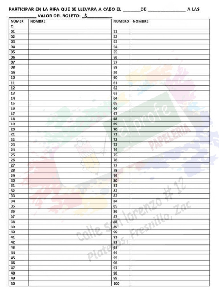 Hoja de Rifas | PDF