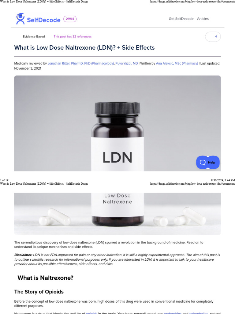 What Is Low Dose Naltrexone (LDN) - + Side Effects - SelfDecode Drugs | PDF