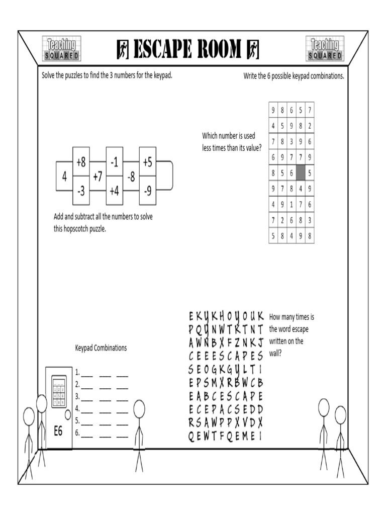 Escape Room Worksheet E6 | PDF
