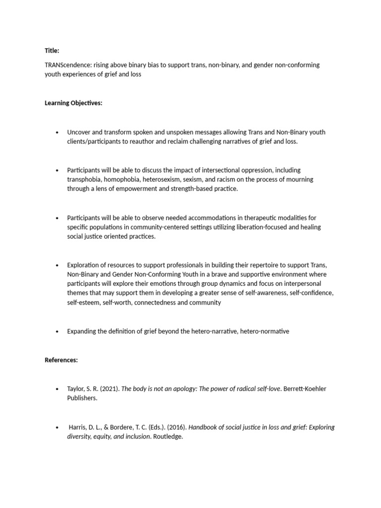 As Learning Objectives, Title, References | PDF