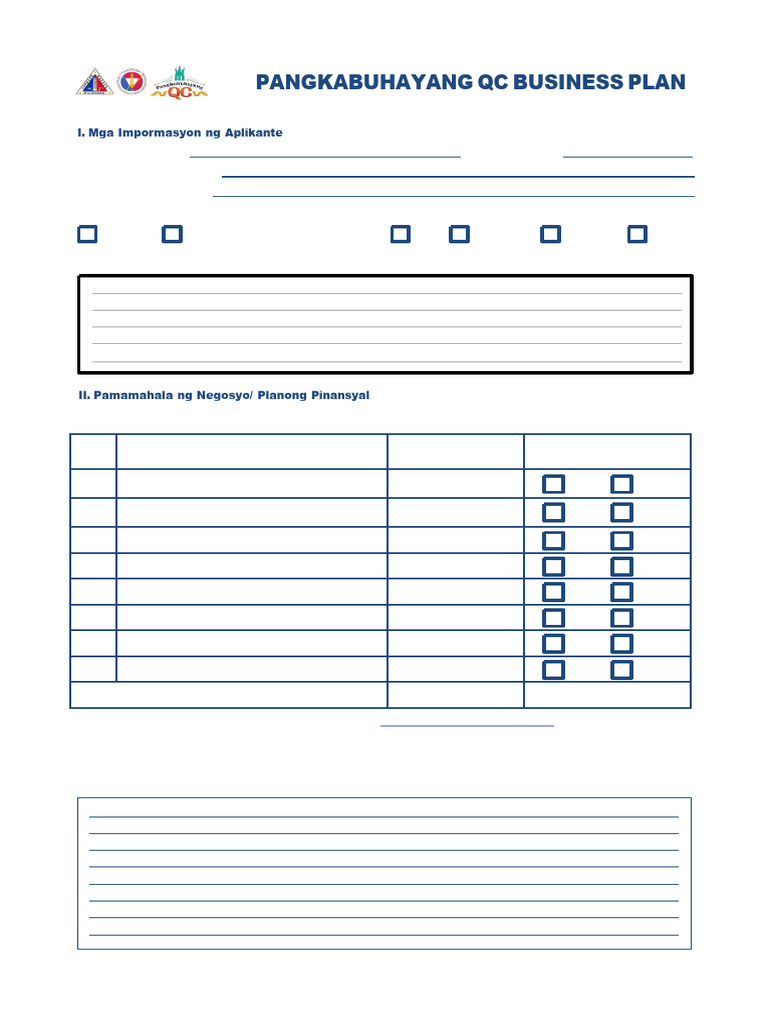 Pangkabuhayang QC Business Plan Template | PDF