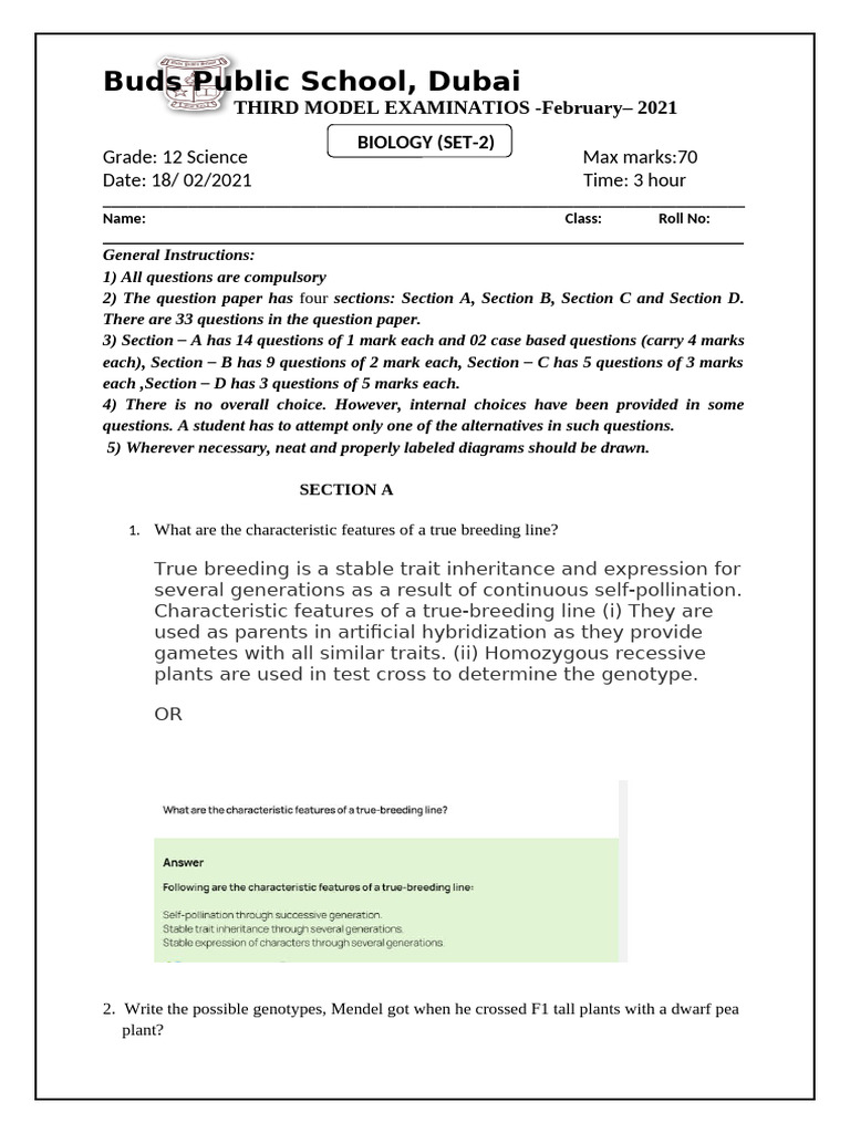 Third Model GR 12 BIO Set 2 | PDF