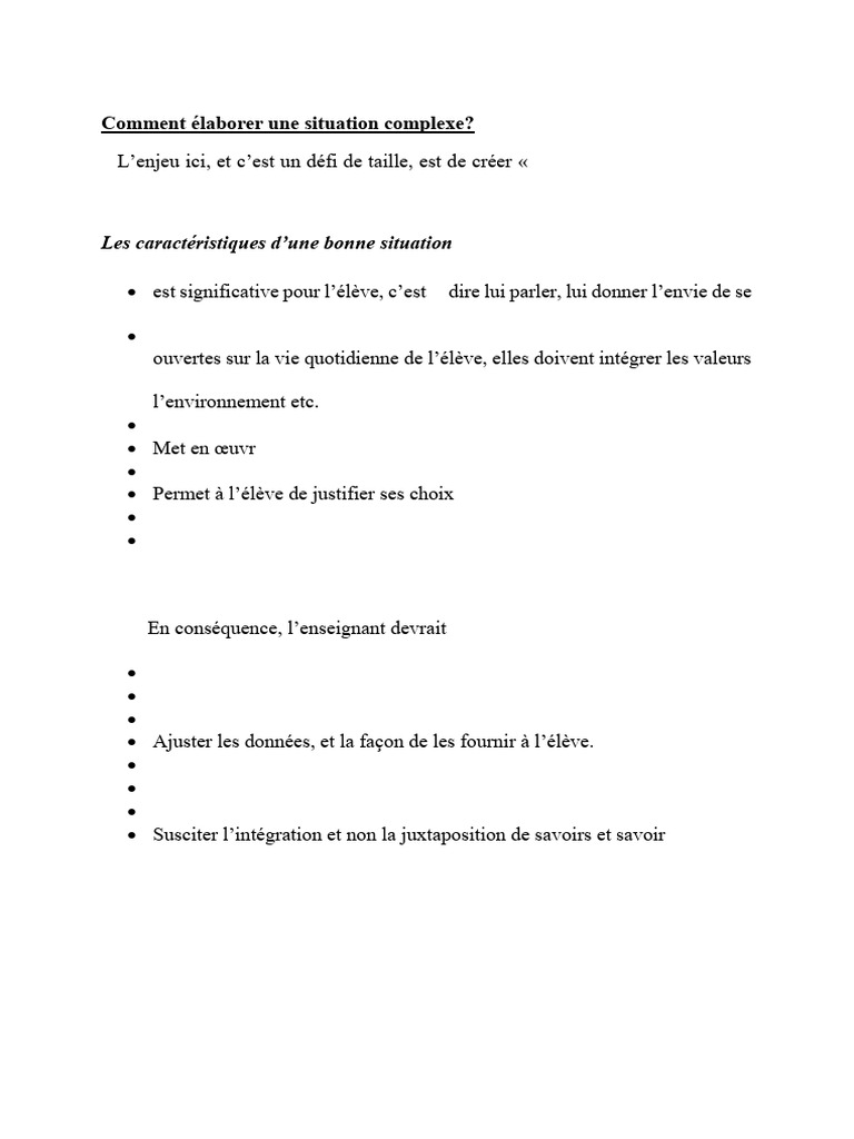 Comment Élaborer Une Situation Complexe | PDF