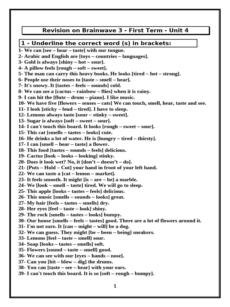 Brainwave 3 Revision Unit 4 | PDF