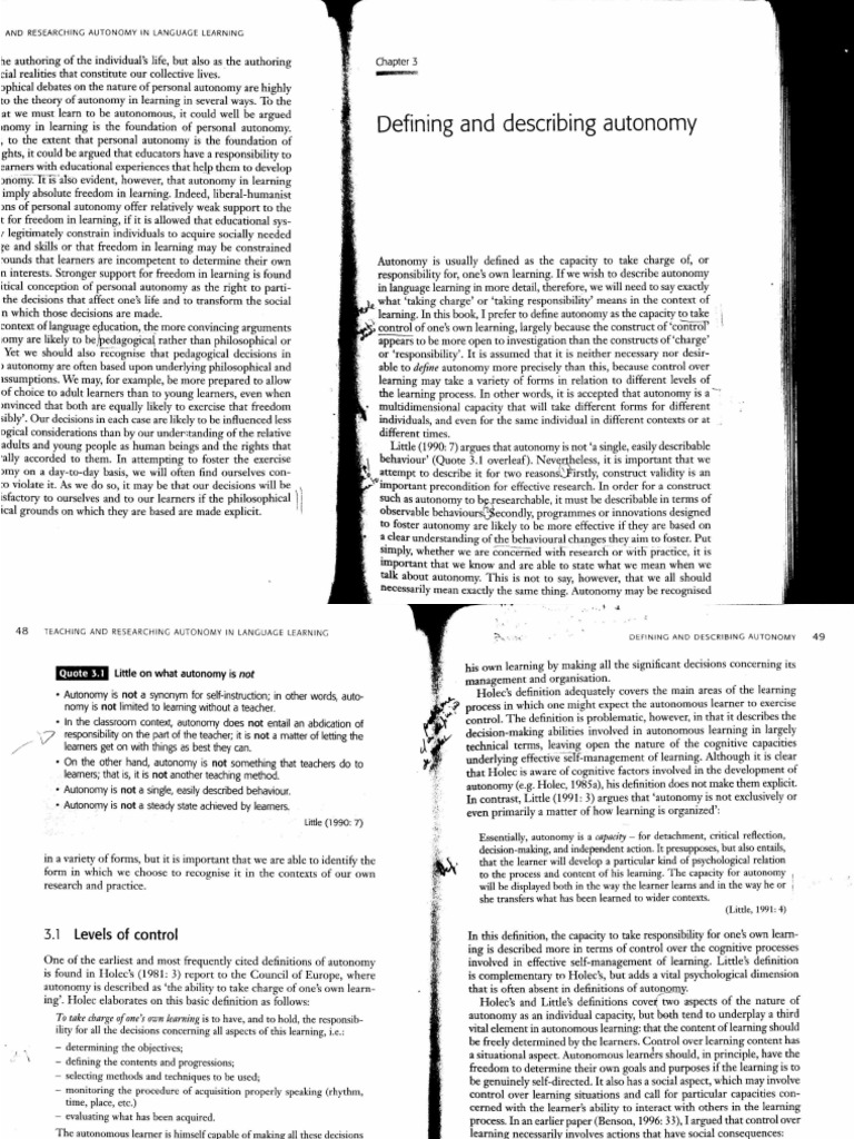 Defining and Describing Autonomy | PDF