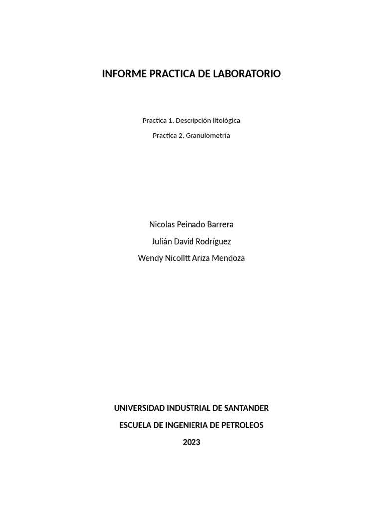 Informe Practica de Laboratorio | PDF