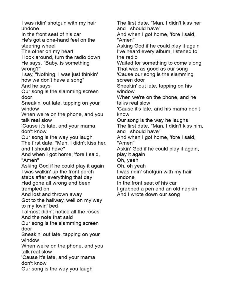 Taylor Lyrics | PDF