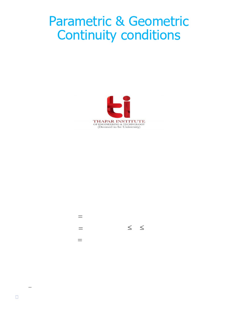 Lecture 26 Parametric And Geometric Continuity Conditions Pdf
