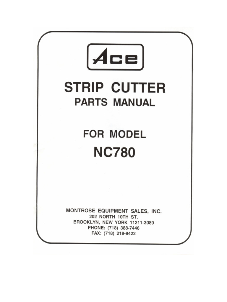 Ace Strip Cutter NC780 Parts Book | PDF