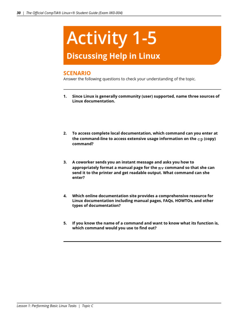 CompTIA Linux+ Activity 1-5 | PDF
