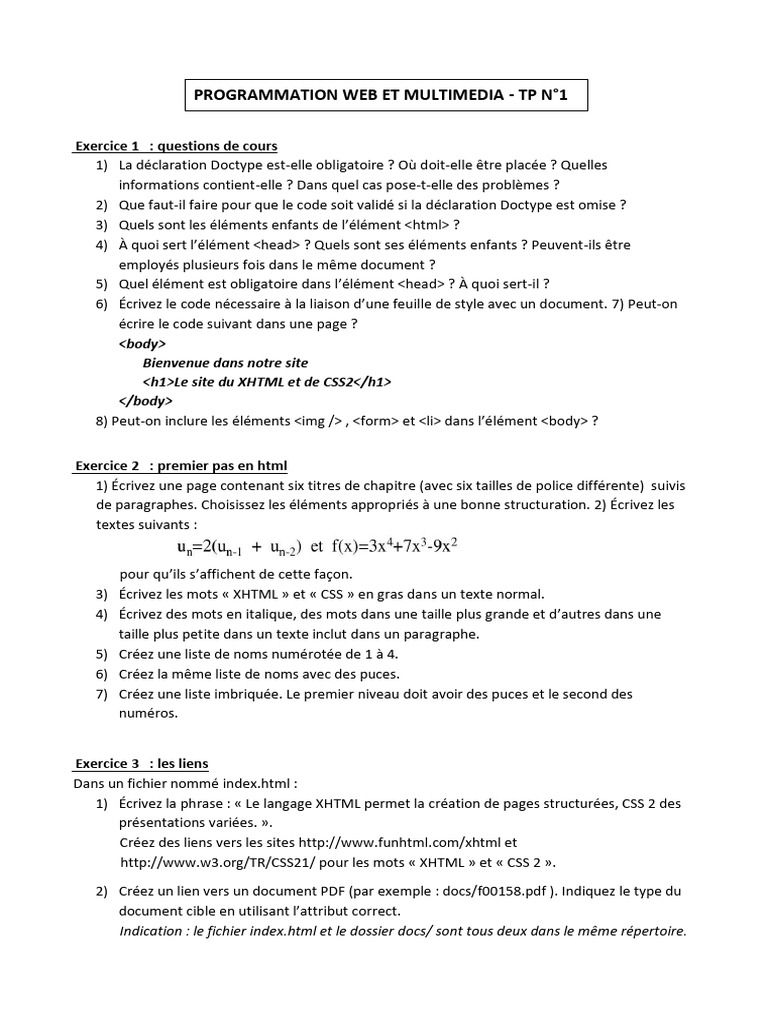 TP1 - Programmation Web Et Multimédia | PDF