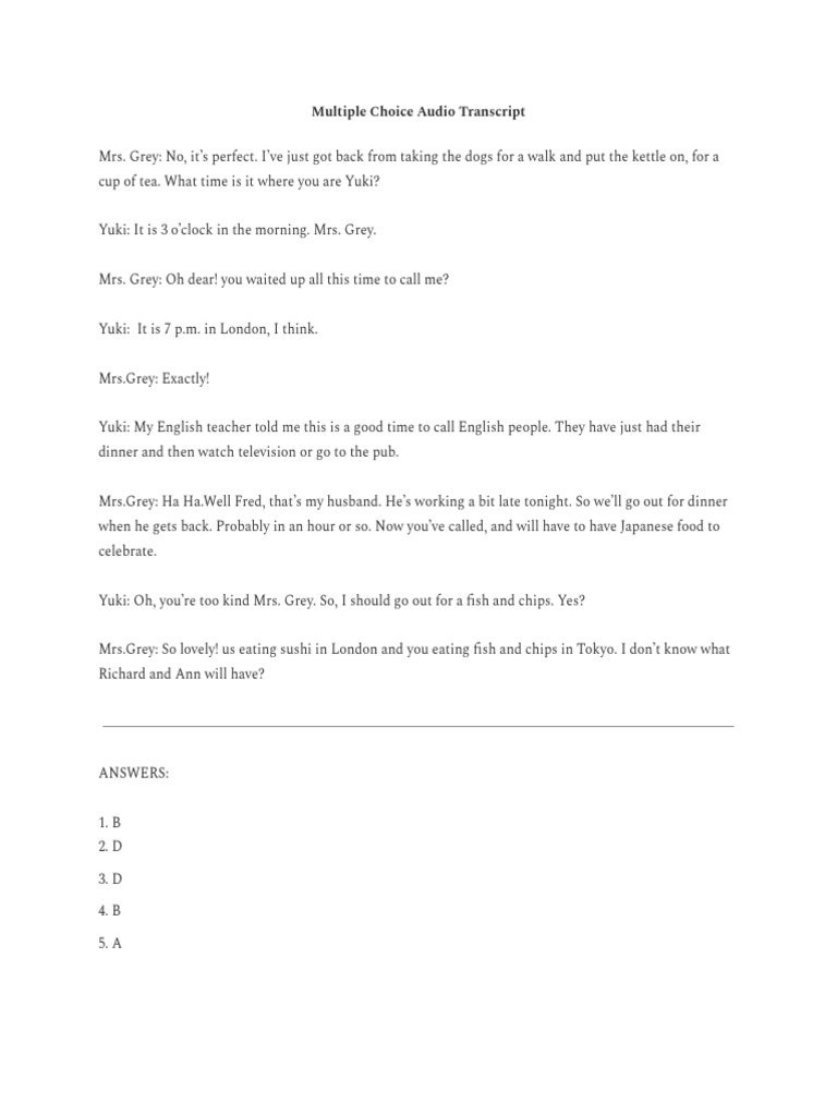 Listening Part 01 Audios MCQ & MATCH | PDF