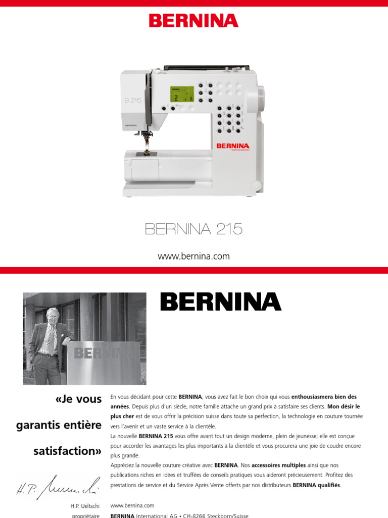 Bernina 215 Instruction Manual | PDF