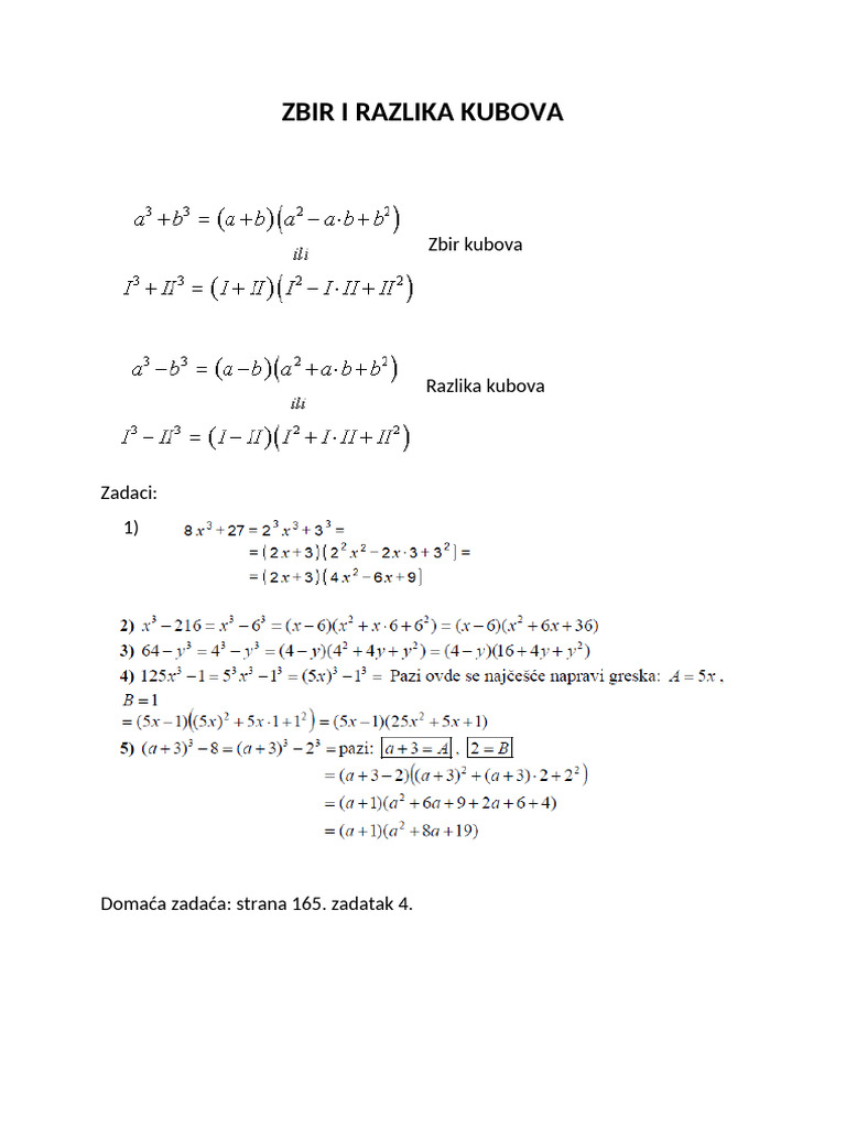 Zbir I Razlika Kubova | PDF
