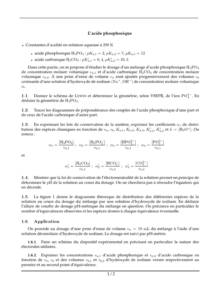 PB2.révision Acide Base - LM6E | PDF