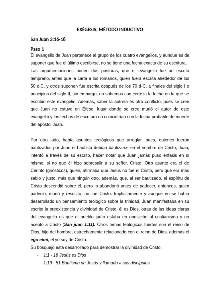 EXÉGESIS Juan 3 16 | PDF