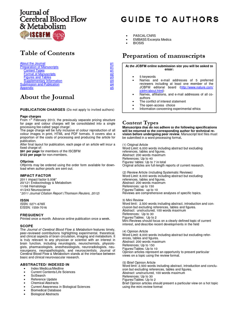 JCBFM Guide To Authors | PDF
