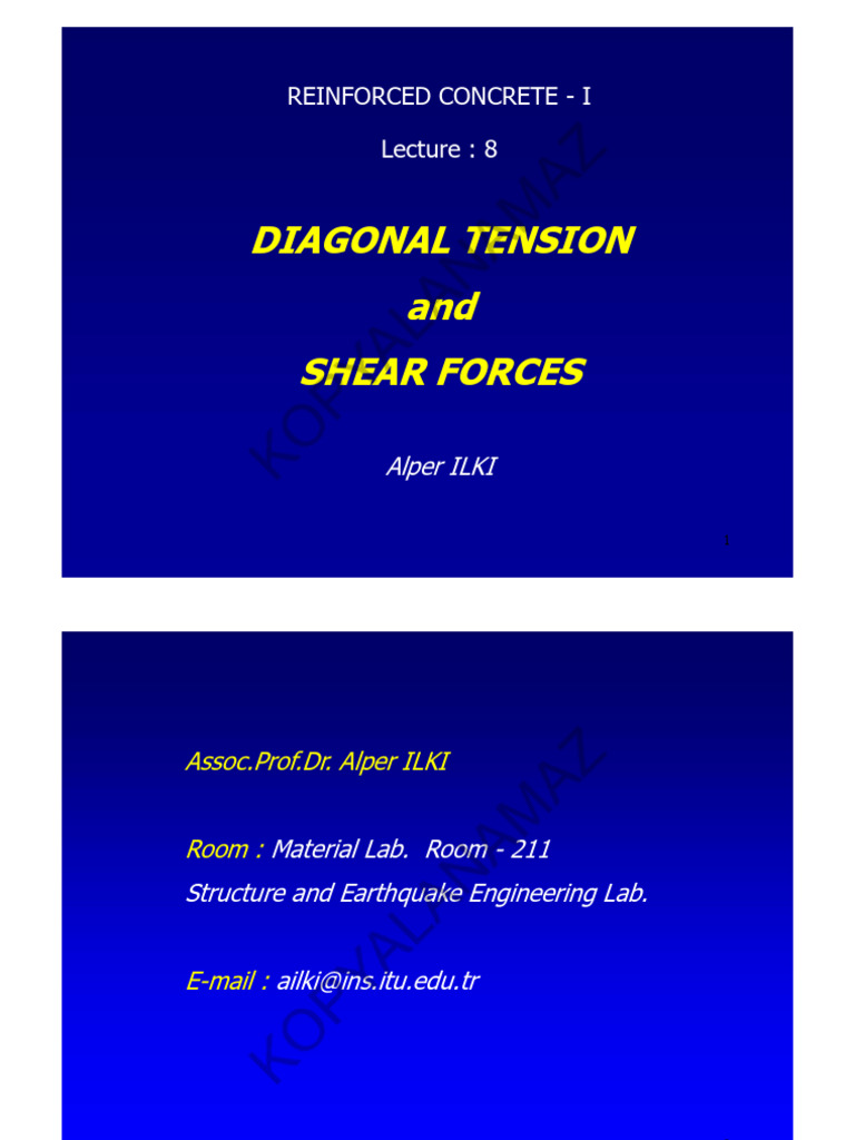 Lecture1-Diagonal Tension and Shear Forces Watermark | PDF