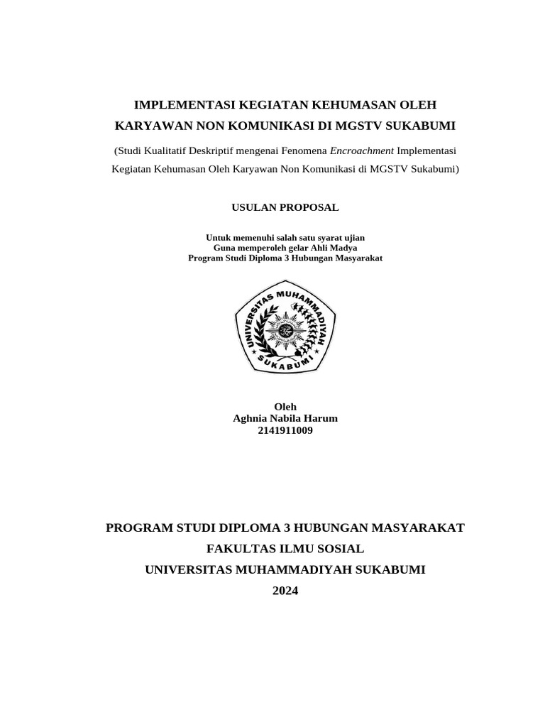 Aghnianh - Usulan Proposal (Revisi) | PDF