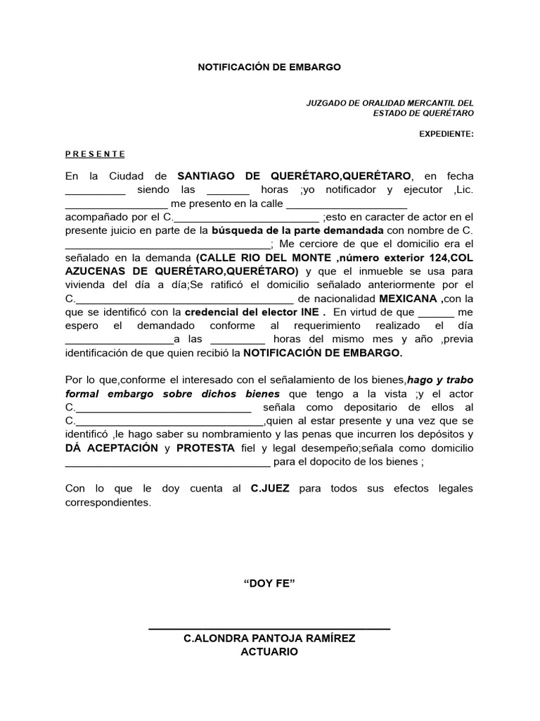 Cédula de Embargo | PDF