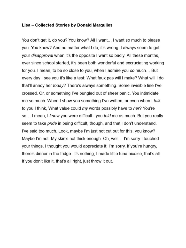 Lisa's Monologue - Collected Stories (1996) | PDF