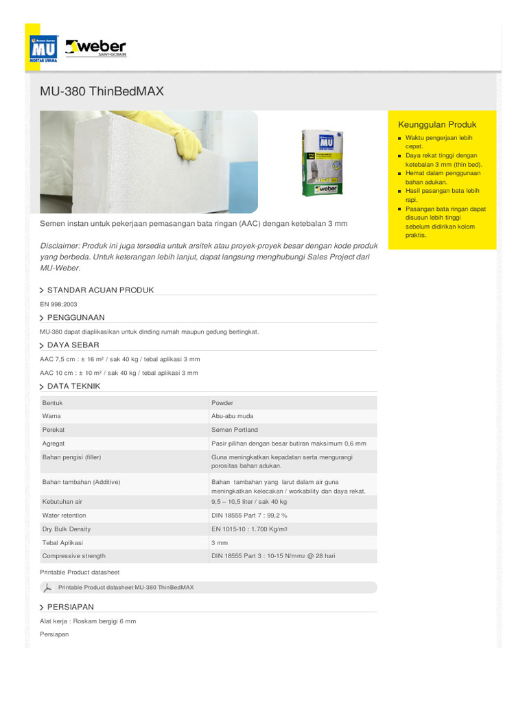 MU 380 Thinbedmax | PDF