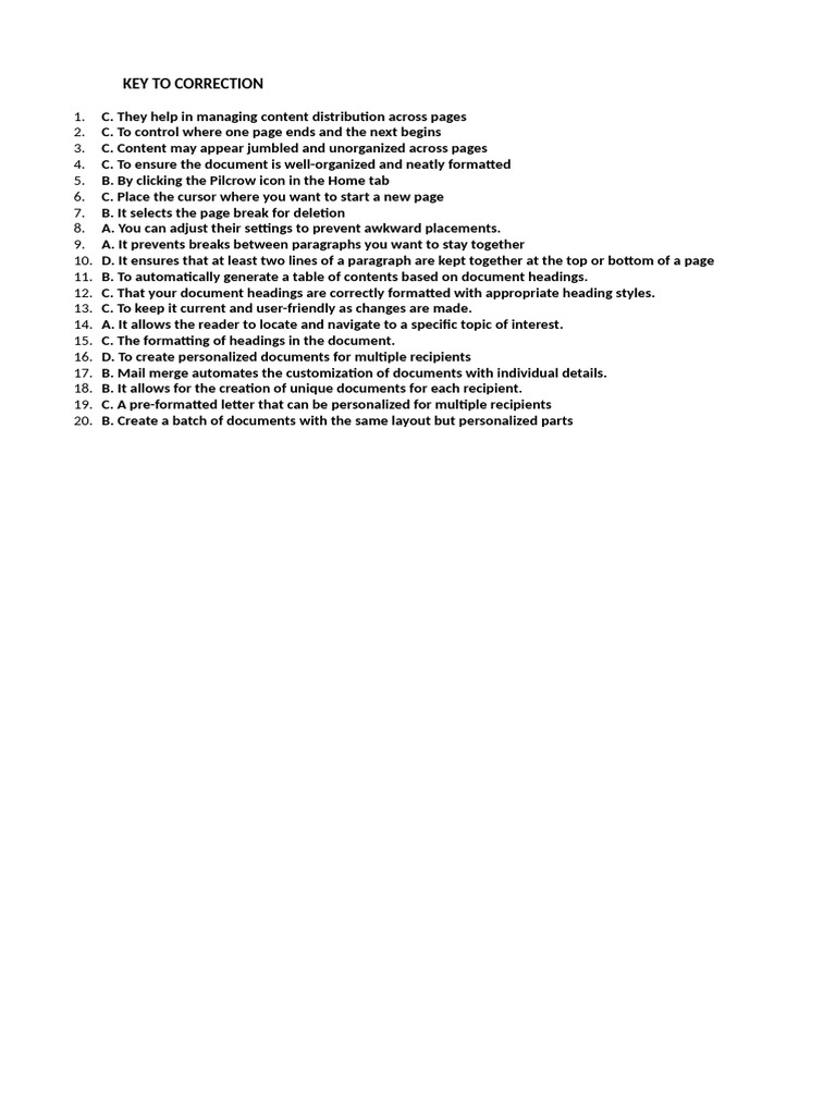 Key To Correction Summative No.5 | PDF