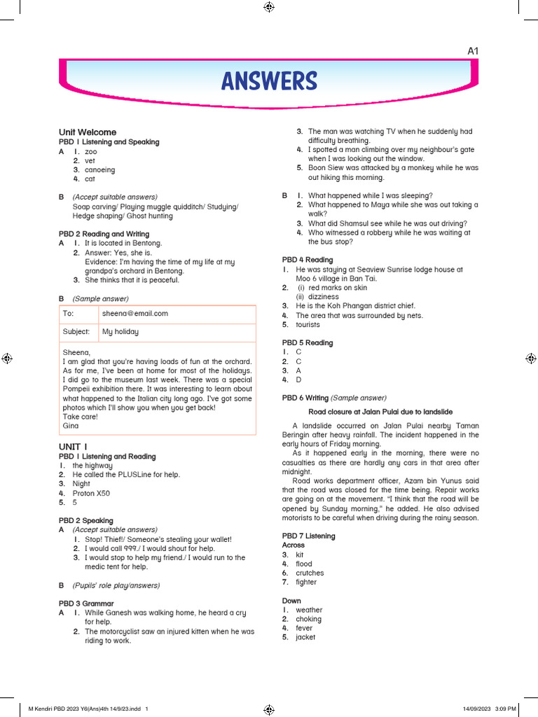 PBD Si Cilik Y6 (Answers) | PDF