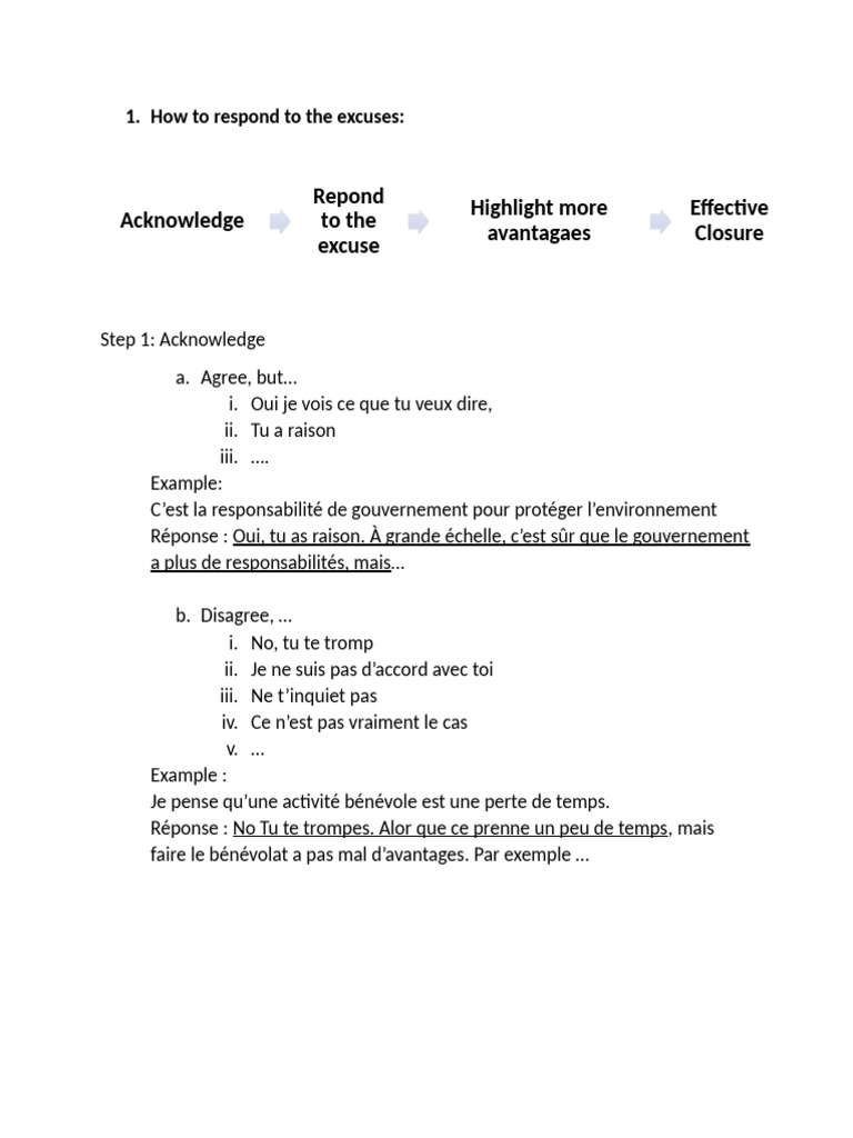 How To Respond To The excuses-TEF-EO | PDF