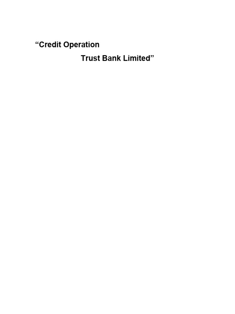 Credit Operation System & Retail Banking of Trust Bank Limited | PDF