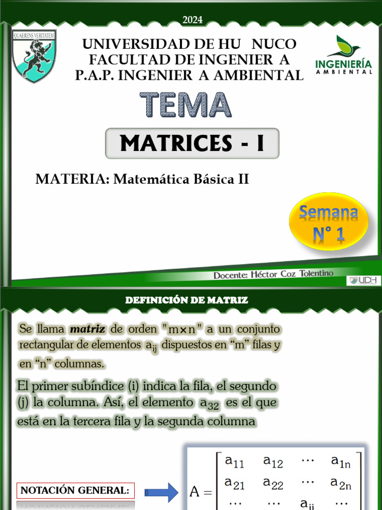 Semana #1 (Matrices - Teoria) | PDF