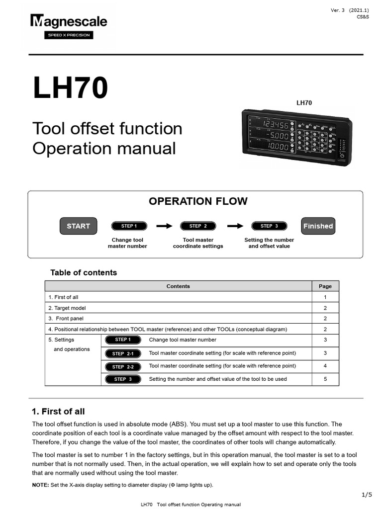 LH70 Tool Offset Function - E V3 | PDF