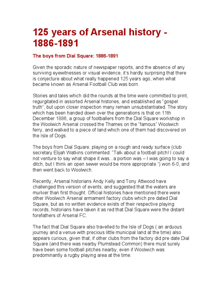 125 Years of Arsenal History | PDF | Arsenal F.C. | Team Sports