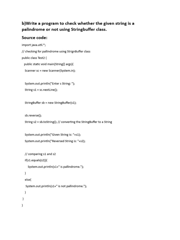 Program On String Buffer Class in Java | PDF