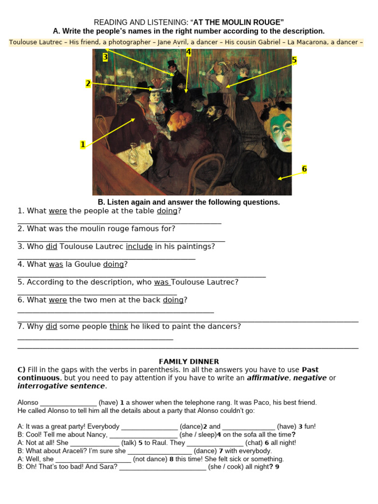Activities at the Moulin Rouge | PDF | Syntax | Grammar