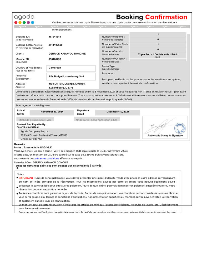 Confirmation - For - Booking - ID KEKELY | PDF