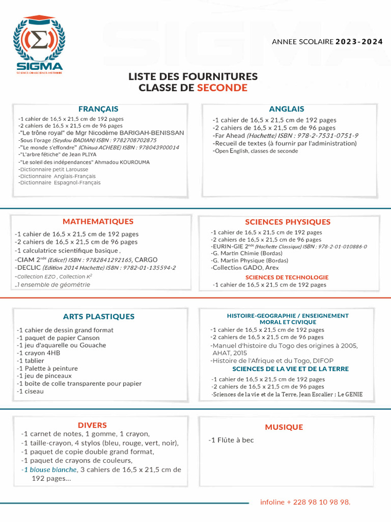Liste de Fourniture CLASSE DE Seconde - Compressed | PDF