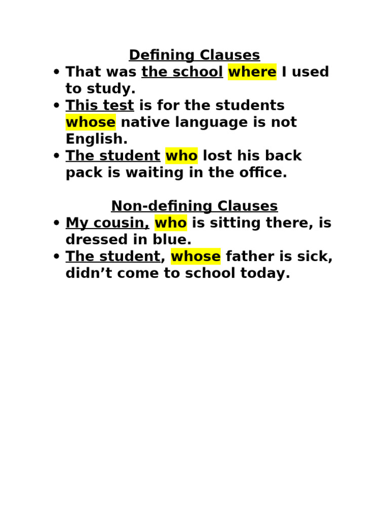 1.2 Defining and Non-Defining Clauses | PDF