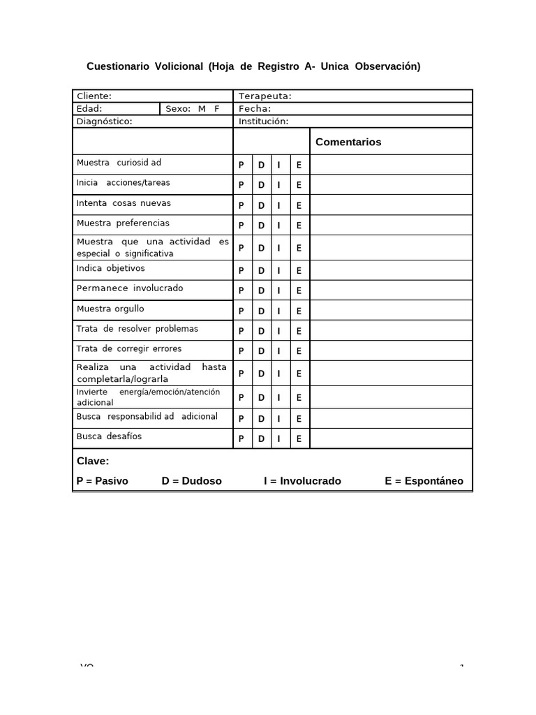 Cuestionario Volicional (VQ) | PDF