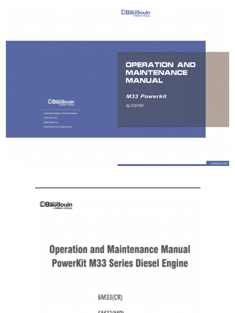 6M33-Operation and Maintenance Manual For PowerKit M33 Series Diesel Engine | PDF